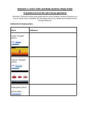 Cells And Body Systems Study Guide Definitions Functions And Course Hero