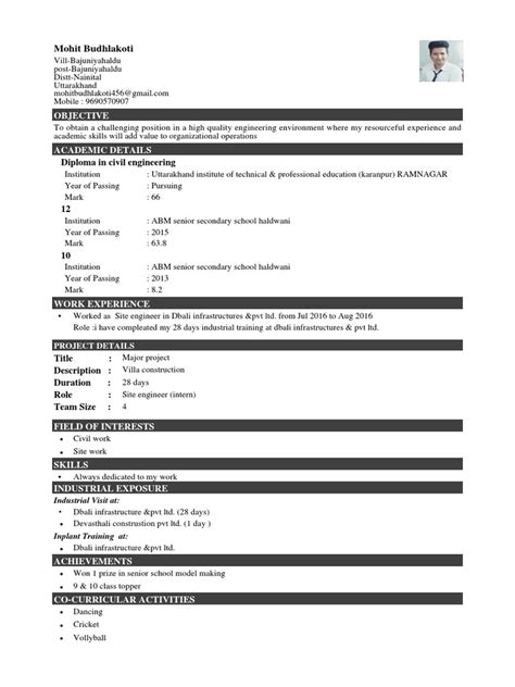 mohit budhlakoti college graduate resume 02 pdf art technology and engineering