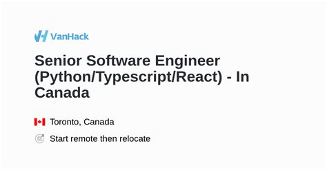 senior software engineer python typescript react in canada vanhack