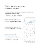 Relationships Between Two Numerical Variables Pdf Relationships Between Two Numerical