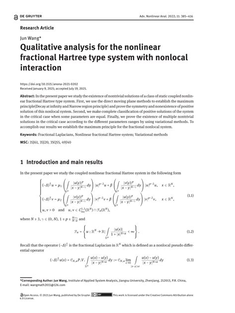 Pdf Qualitative Analysis For The Nonlinear Fractional Hartree Type