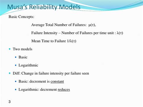 PPT Musa S Reliability Models Understanding Software Reliability Estimation PowerPoint