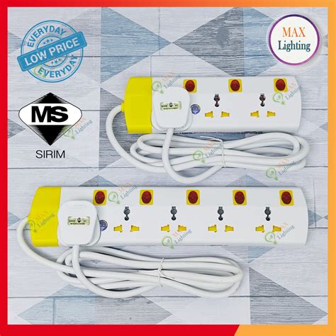 MULTI SOCKET TRAILING EXTENSION 2METER WIRE WITH NEON SIRIM Shopee Malaysia