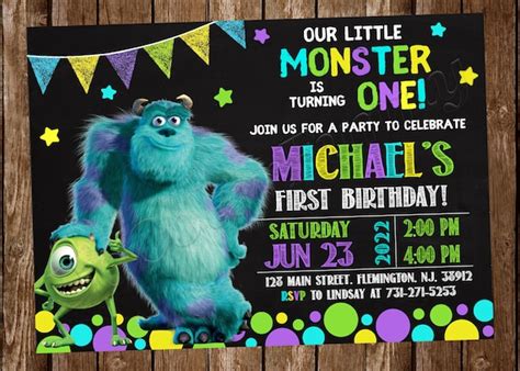 Monsters Inc Invitation Monsters Invitation Monsters Inc Etsy Australia