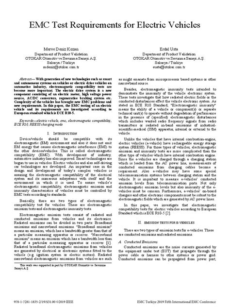 Emctestreqforev Pdf Electromagnetic Compatibility Electric Vehicle