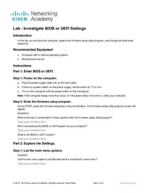 Pdf Lab Investigate Bios Or Uefi Settings