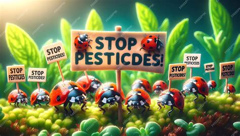 Premium Photo Ladybug Protest For Ecosystem Health Stop Pesticides Message From Tiny Activist