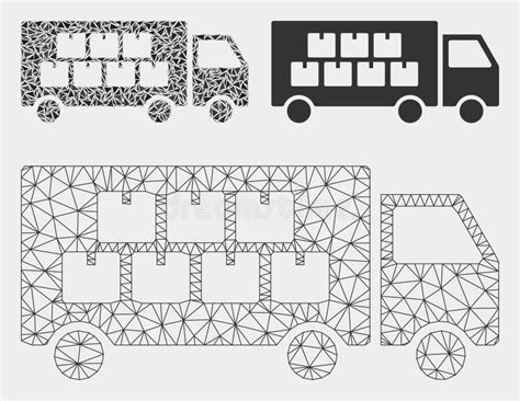 Goods Transportation Truck Vector Mesh Wire Frame Model And Triangle
