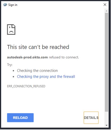 This Site Cant Be Reached When Logging Into An Autodesk Product