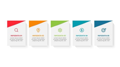 5단계 옵션 부품 또는 프로세스가 포함된 인포그래픽용 사각형 개념 비즈니스 데이터 시각화 프리미엄 벡터