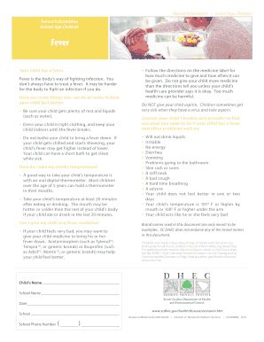 Fillable Online Scdhec Fever SC DHEC Fax Email Print PdfFiller