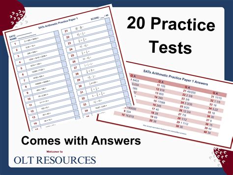 Year 6 Sats Maths Arithmetic One Page Practice Papers X20 With Answers Printable Resources