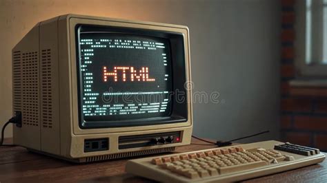 Retro Coding Screen A Closeup Of A Text Editor Filled With Simple Html