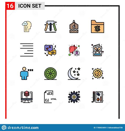 16 Universal Flat Color Filled Lines Set For Web And Mobile Applications Chat Right Over