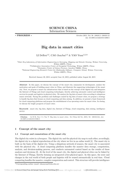 Pdf Big Data In Smart City
