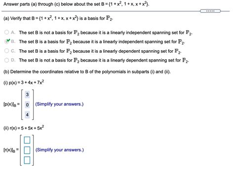 solved answer parts a through c below about the set b