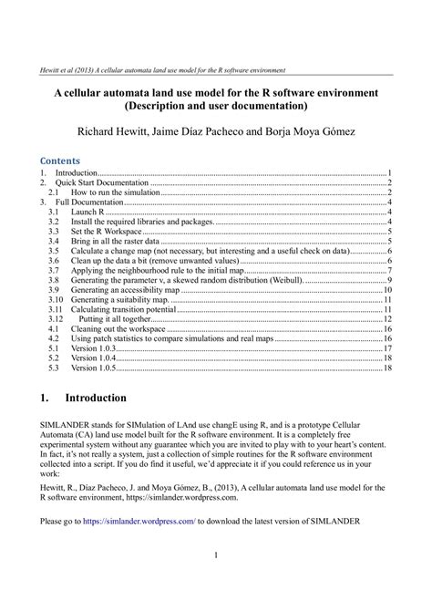 Pdf A Cellular Automata Land Use Model For The R Software Environment