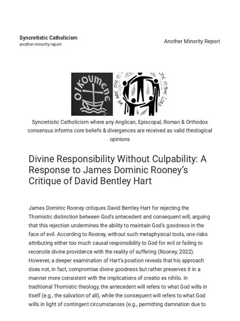 Divine Responsibility Without Culpability A Response To James D Pdf