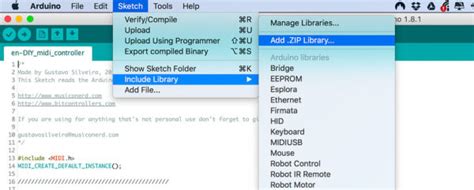 how to add the midi library to the arduino ide the nerd musician