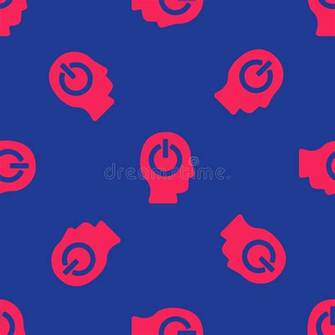 Red Power Button Icon Isolated Seamless Pattern On Blue Background Start Sign Stock