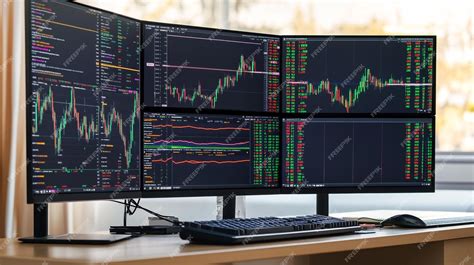 Side View Of Multiscreen Trading Setup With Synchronized Charts Premium Ai Generated Image