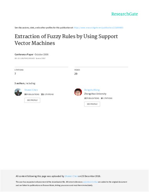 Pdf Extraction Of Fuzzy Rules By Using Support Vector Machines
