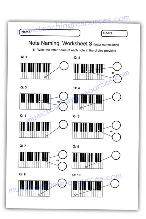 Note Naming Worksheets