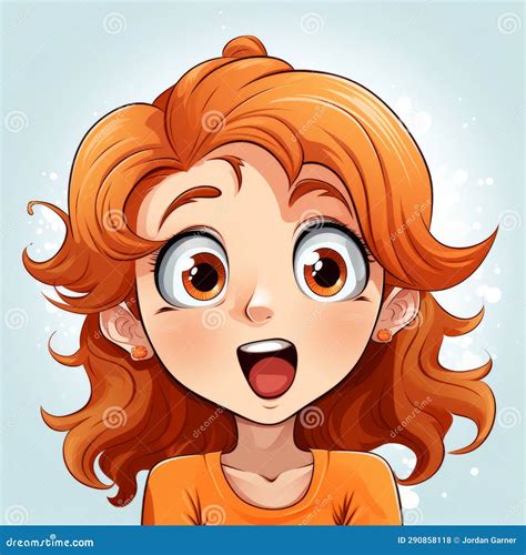 An Illustration Of A Girl With Big Eyes And Red Hair Stock Illustration Illustration Of