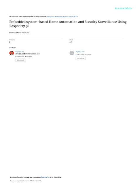 Embedded System Based Home Automation With Security Using Raspberry Pi Pdf Home Automation