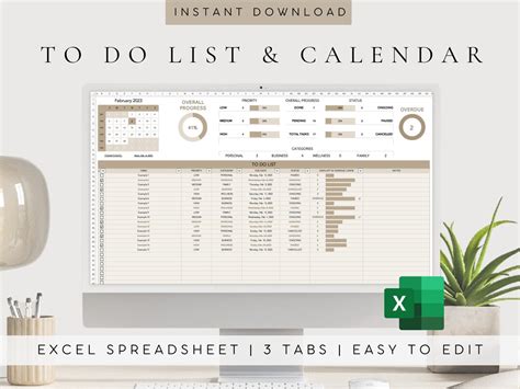 Task Tracking Spreadsheet Excel To Do List Spreadsheet Excel Editable Calendar Template