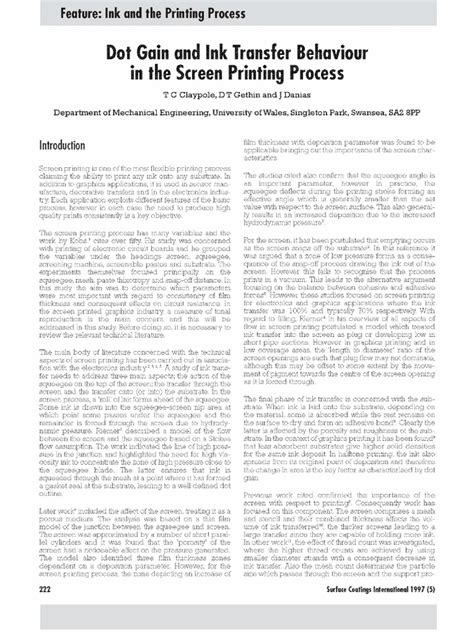 Dot Gain And Ink Transfer Behaviour In T Pdf Printing