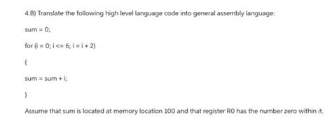 solved 4 b translate the following high level language code