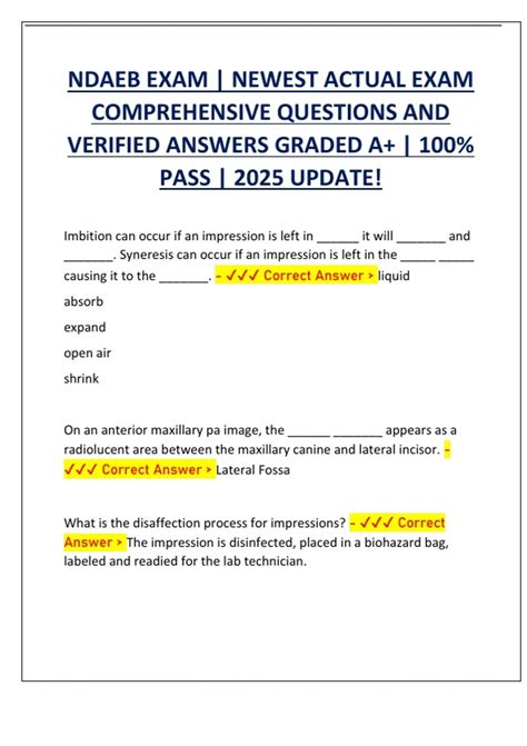 Ndaeb Exam Newest Actual Exam Comprehensive Questions And Verified Answers Graded A 100