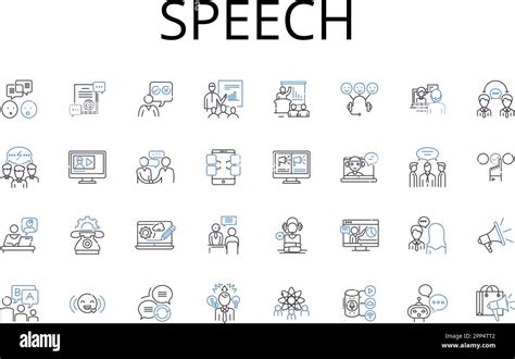 Speech Line Icons Collection Delivery Oratory Discourse