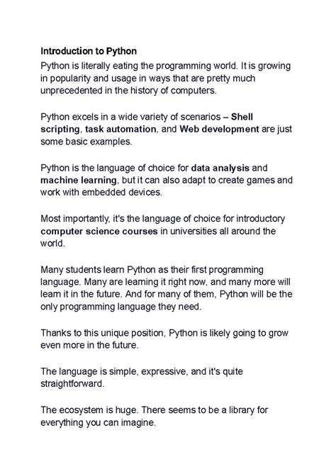 Python Class Notes Lecture Introduction To Python Python Is Literally Eating The Programming