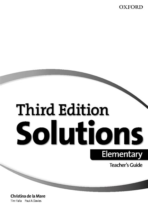 Solutions Elementary 3rd Edition Teachers Guide Overview Studocu