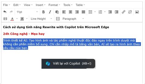 Cách Sử Dụng Rewrite With Copilot Trên Microsoft Edge Trợ Thủ Ai