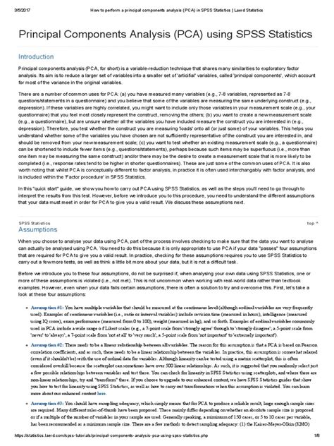 Principal Components Analysis Pca In Spss Statistics Laerd Statistics Pdf Principal