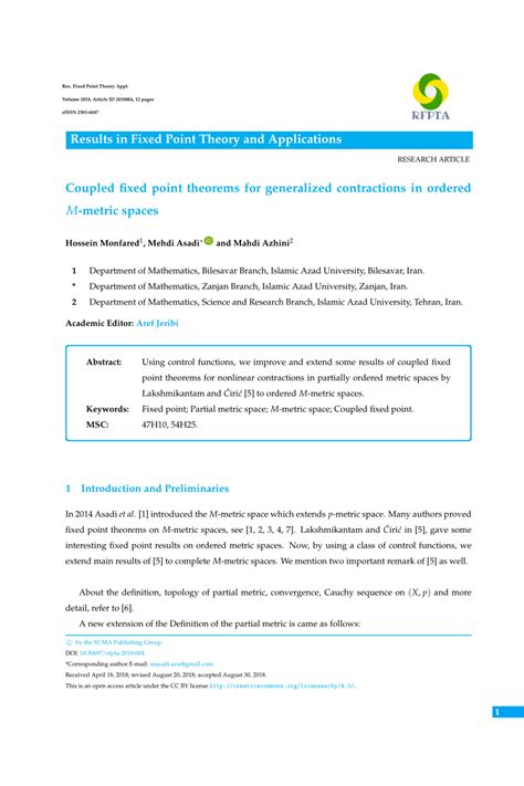 Pdf Coupled Fixed Point Theorems For Generalized Contractions In