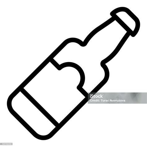 맥주병 라인 아이콘입니다 유리병 벡터 그림은 흰색으로 분리되어 있다 음료 개요 스타일 및 앱을 위해 설계되었습니다 Eps 10 0명에 대한 스톡 벡터 아트 및 기타 이미지