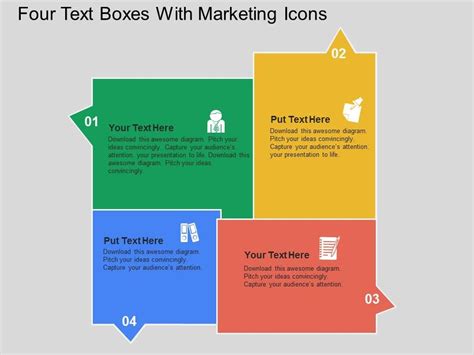 Four Text Boxes With Marketing Icons Powerpoint Templates