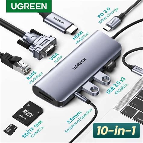 Promo Ugreen Adapter Hub 10in1 Usb Type C To Multi Port Usb Vga Hdmi 80133 Diskon 10 Di