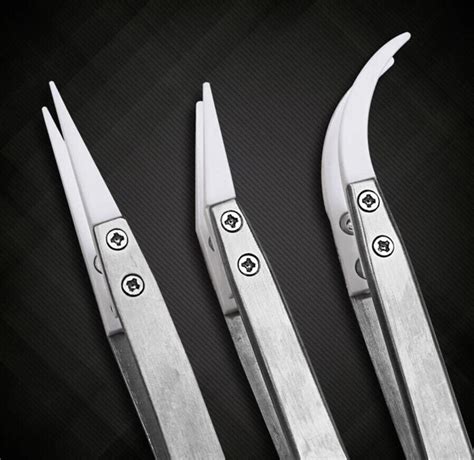 Ceramic Tip Full Set 3 Piece Esd Safe Electronics Tweezers Soldering S Sm Components