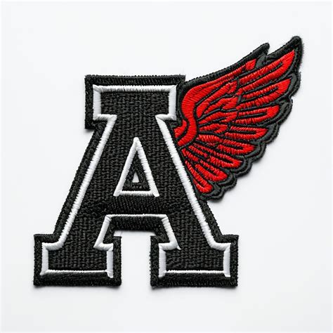 Bold Black A Embroidered Patch With Red Wing Design Hat Playground