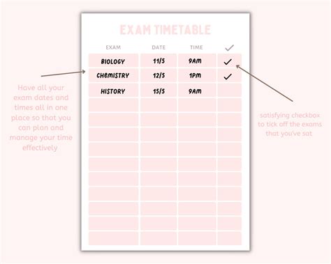 Exam Season Timetable Planner Printable Template Study PDF Printable Digital Revision Resources