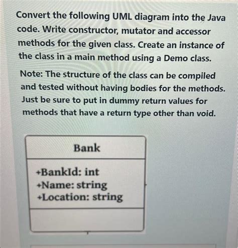 Solved Convert The Following Uml Diagram Into The Java Code