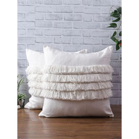 Buy Eyda Chenille Tassle Cushion Covers Set Of 2 20x20 Inch Online