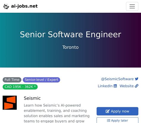 [hiring][cad 195k 362k] senior software engineer in toronto r webdeveloperjobs