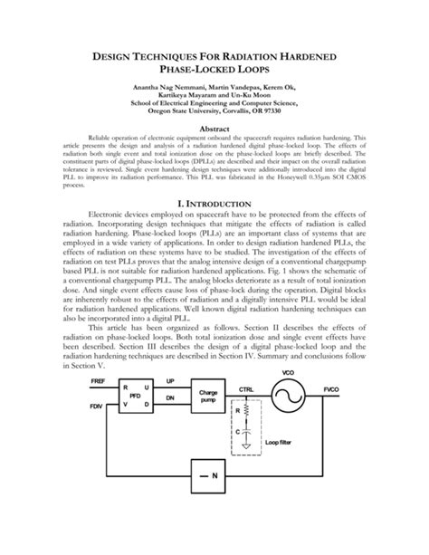 Design Techniques For Radiation Hardened Phase Locked Loops