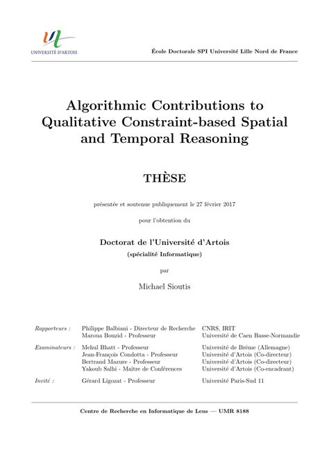 Pdf Algorithmic Contributions To Qualitative Constraint Based Spatial